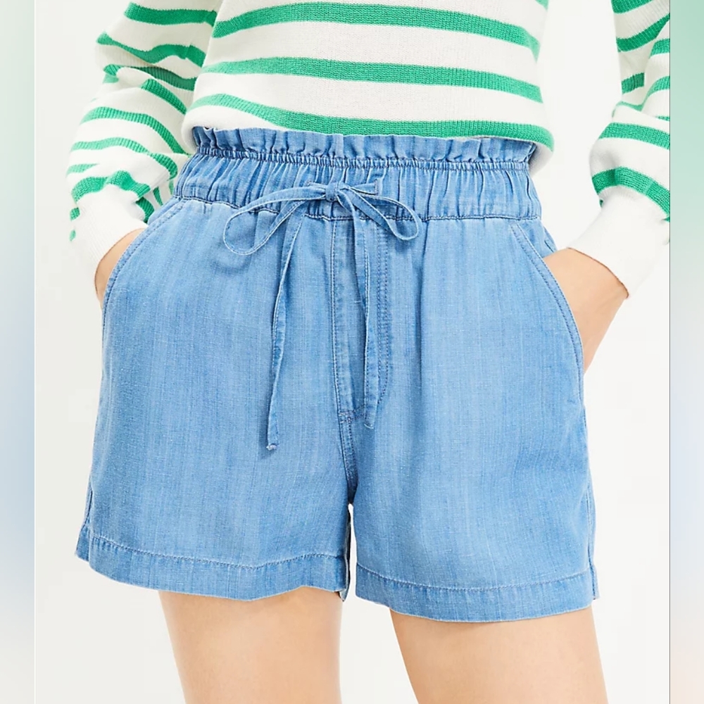 Loft Chambray Drawstring Shorts - Gem